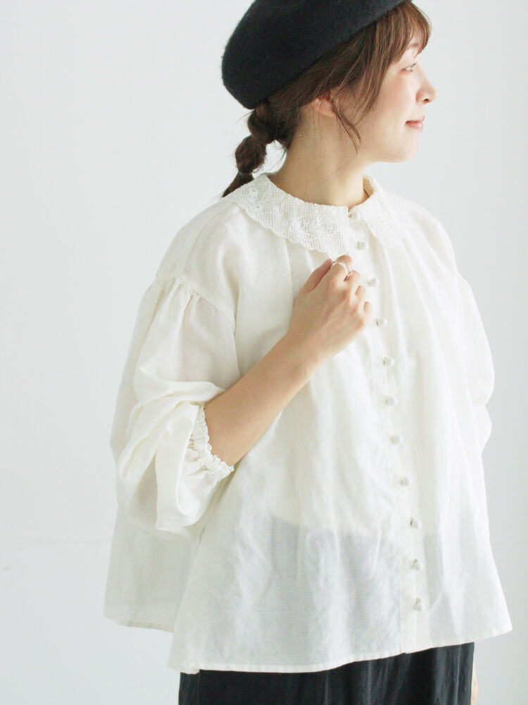 編み立て襟レースブラウス（オフホワイト/ブラック/ベージュ/トップス/シャツ・ブラウス）| TSUHARU by Samansa Mos2（ツハルバイサマンサモスモス）公式通販