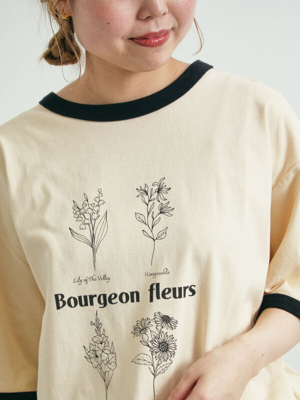 オーバーサイズリンガーTシャツ(グレー/レッド/ベージュ オーバーサイズリンガーTシャツ(グレー/レッド/ベージュ